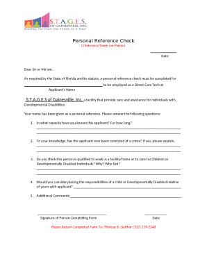 Personal Reference Check Doc Template | pdfFiller