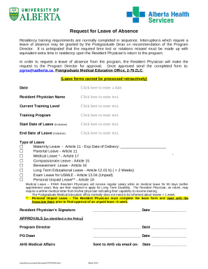 Request for Leave of Absence Doc Template | pdfFiller