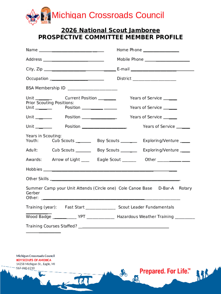 2026 National Scout Jamboree Prospective Committee Member Profile Doc ...