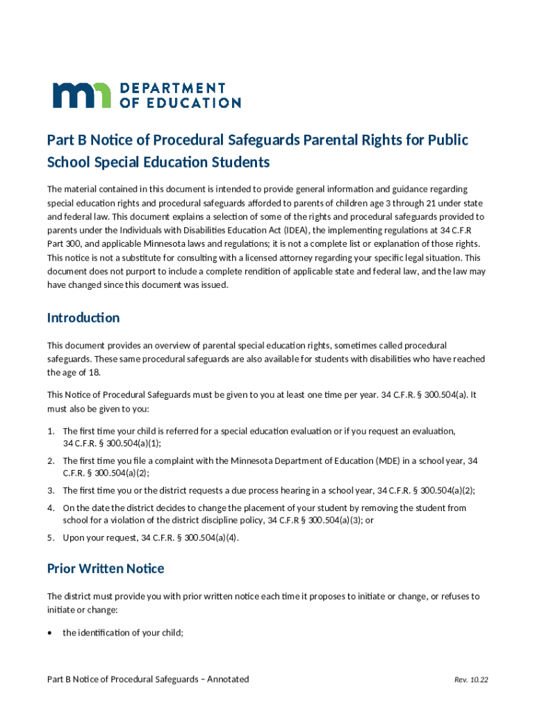 Part B Notice of Procedural Safeguards Parental Rights for Public ...