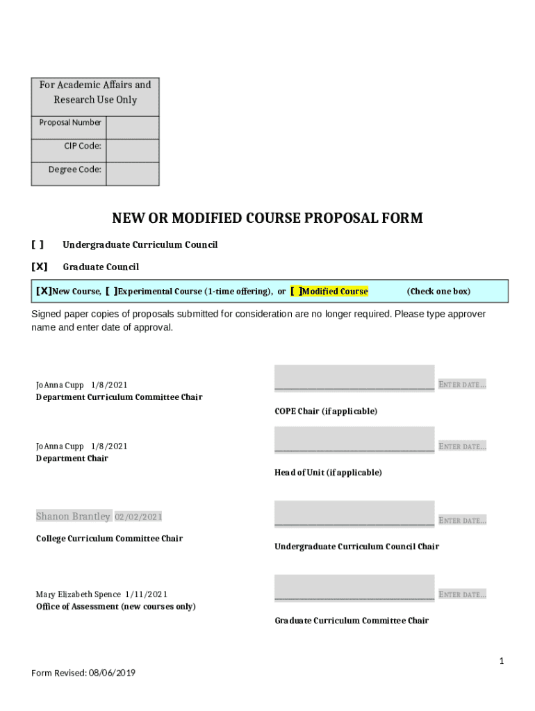 New or Modified Course Proposal Doc Template | pdfFiller