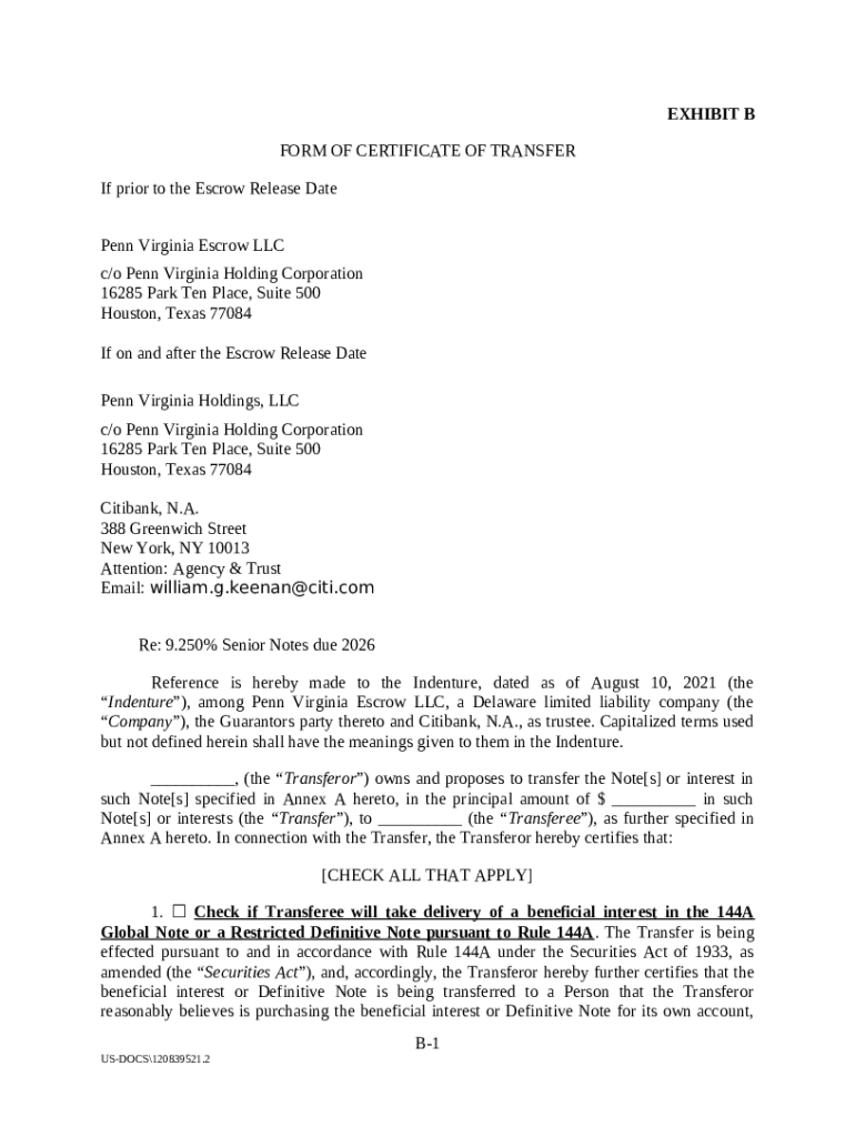 Certificate of Transfer Doc Template | pdfFiller