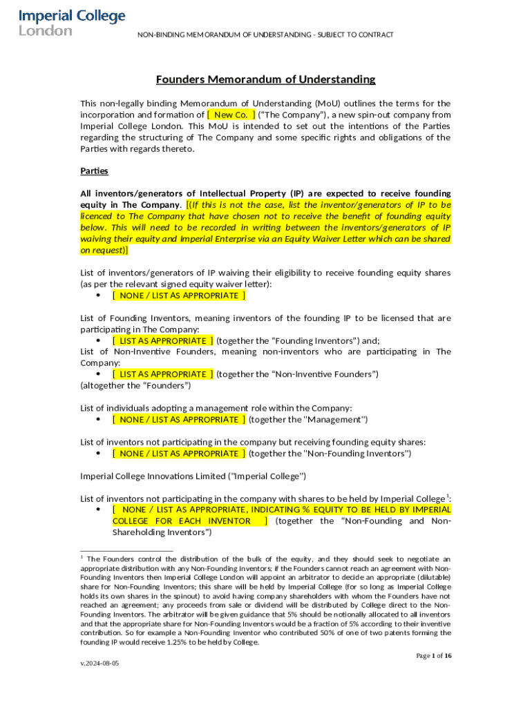Free Founders' Agreement Template for Startups (2024 ... Doc Template ...