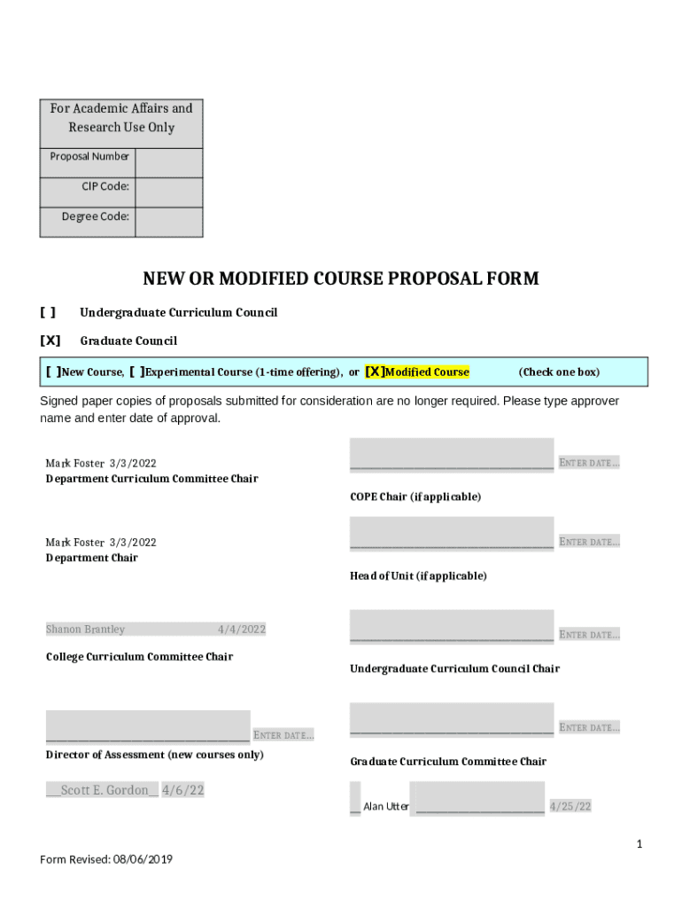 New or Modified Course Proposal Doc Template | pdfFiller