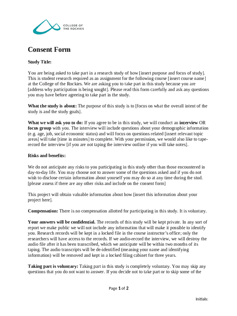 Consent Doc Template | pdfFiller