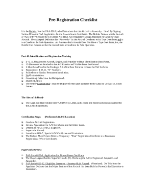 Pre-registration Checklist Doc Template | pdfFiller