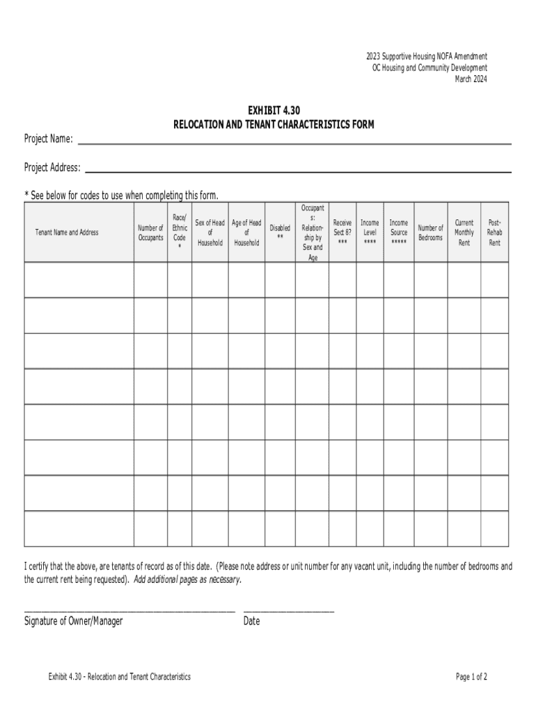 Fillable Online 2023 Supportive Housing Relocation and Tenant ...