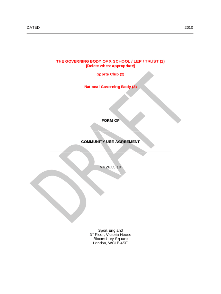 Community Use Agreement Doc Template | pdfFiller
