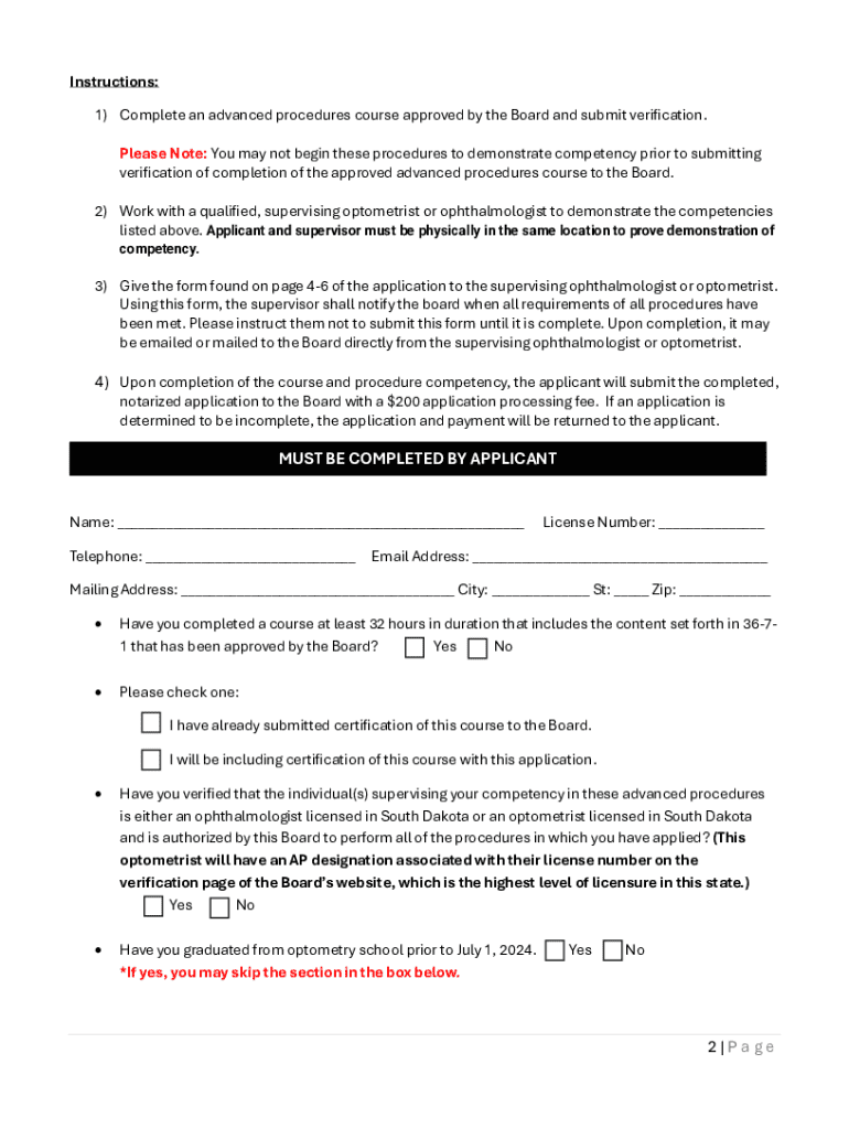 Fillable Online 2024 Comprehensive Advanced Procedures Certification ...