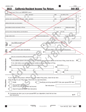 Fillable Online 2023 California Resident Income Tax Return Form 540 2ez ...