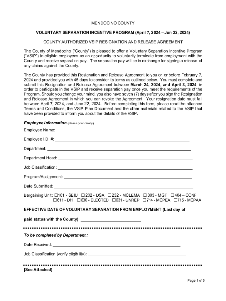 Fillable Online 24-0206 - VSIP Resignation Form Final.pdf Fax Email ...