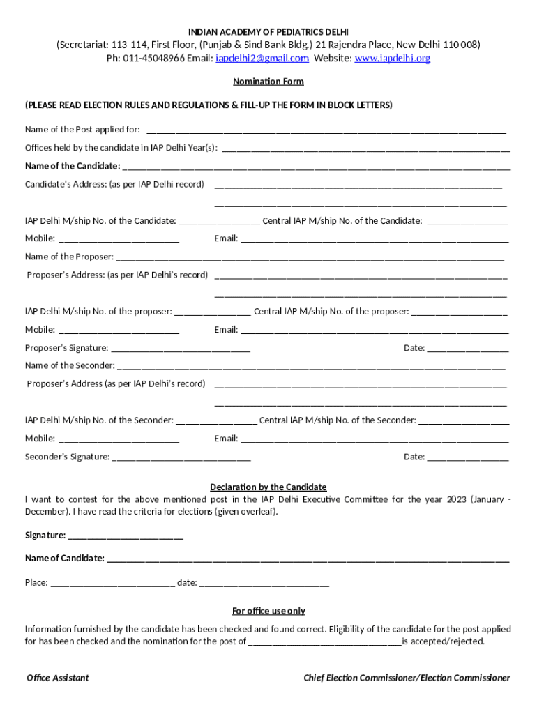 Nomination Doc Template | pdfFiller