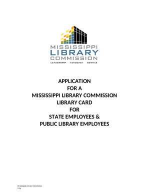 Mississippi Library Commission Library Card Application Doc Template ...