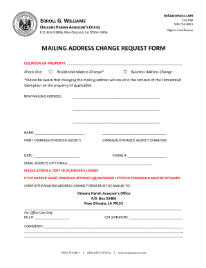 Fillable Online Mailing Address Change Request Form - Orleans Parish ...