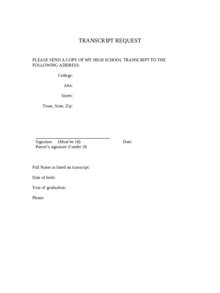 Transcript Request Doc Template | pdfFiller