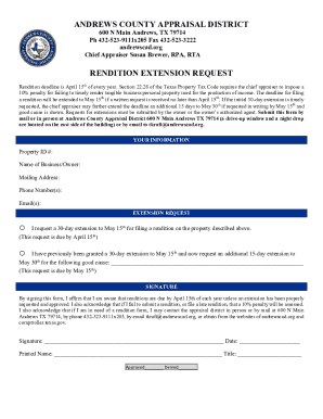 Fillable Online Rendition Extension Request - Andrews County Appraisal ...