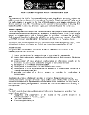 Professional Development Award Application Doc Template | pdfFiller