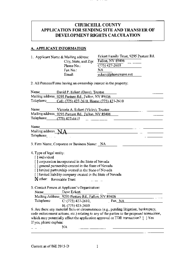 Fillable Online Churchill County Sending Site Application for Transfer ...