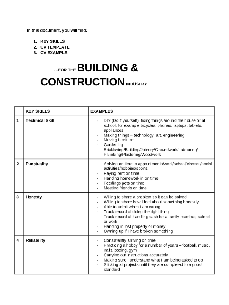 How To Write a Contractor CV (With Template and Example) Doc Template ...