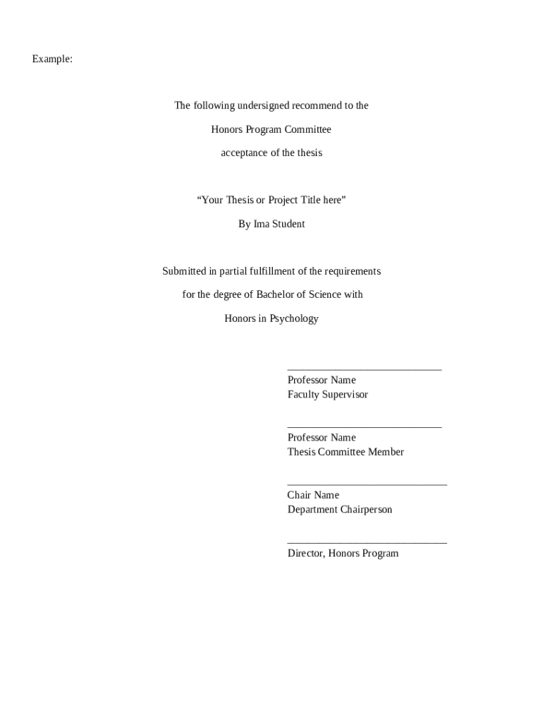 Honors Project Proposal Guidelines for Students Doc Template | pdfFiller