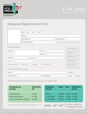Fillable Online Delegate Registration Form for New India Summit 2022 in ...