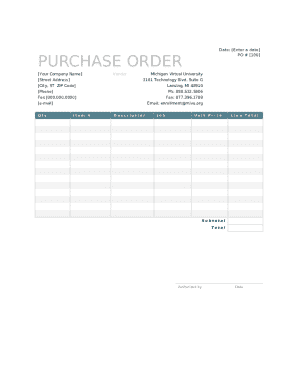 Purchase Order Doc Template | pdfFiller