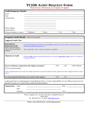 Tcisd Audit Request Doc Template | pdfFiller