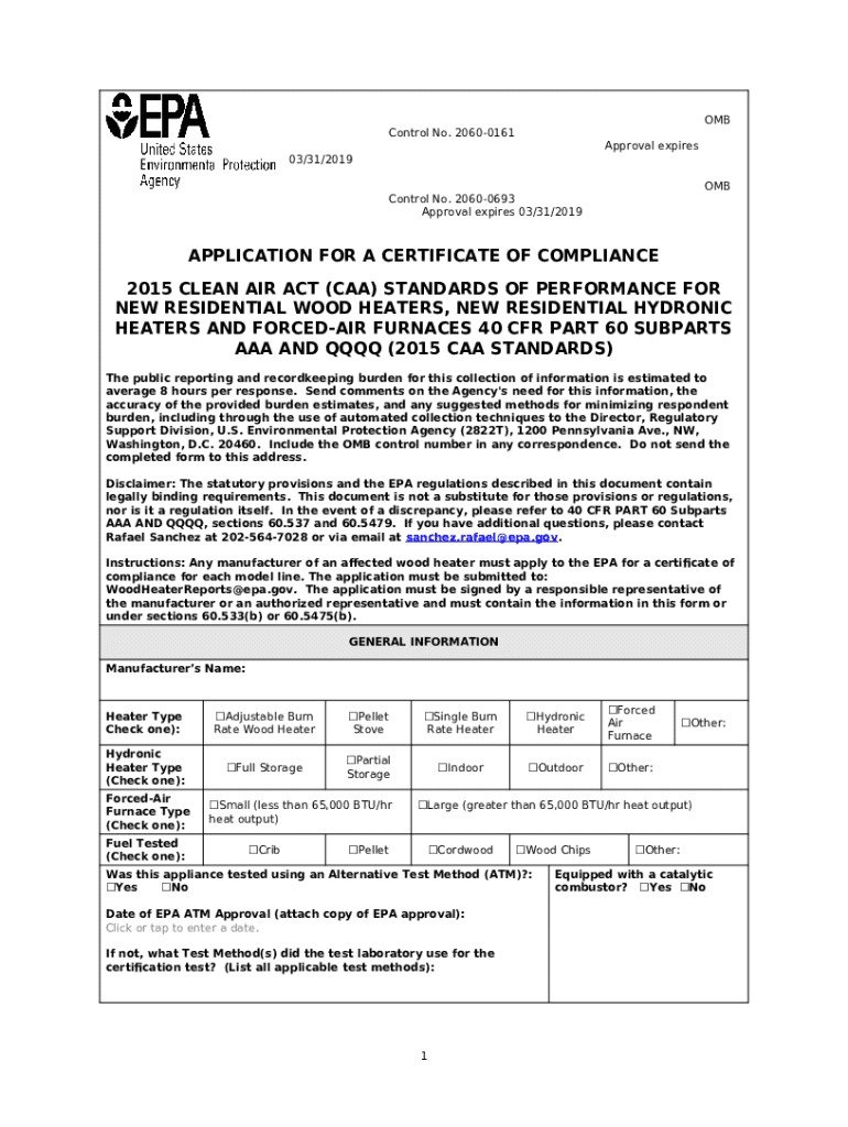 Application for a Certificate of Compliance Doc Template | pdfFiller