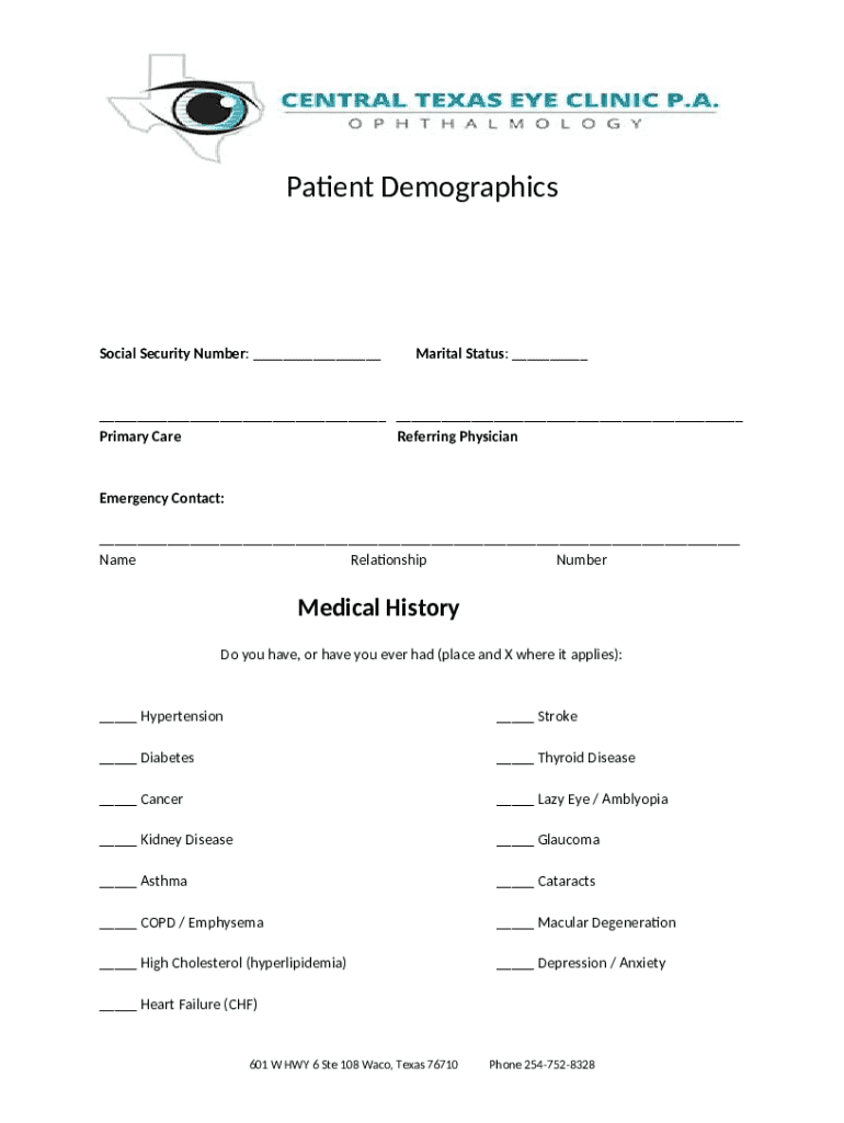 Patient Demographics and Financial Policy Doc Template | pdfFiller