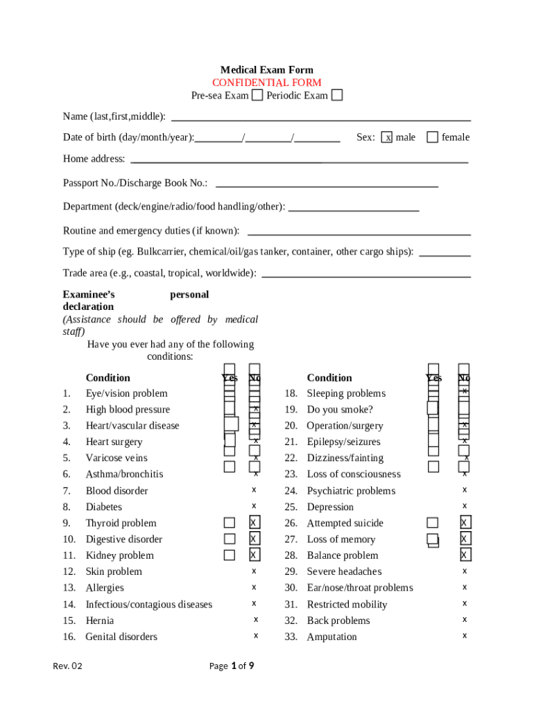 Medical Exam Doc Template | pdfFiller
