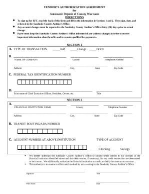 Vendor's Authorization Agreement Doc Template | pdfFiller