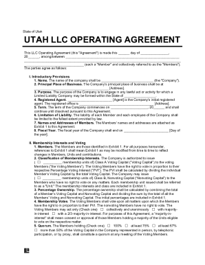 Fillable Online Utah Llc Operating Agreement 2023 - Essential Legal ...