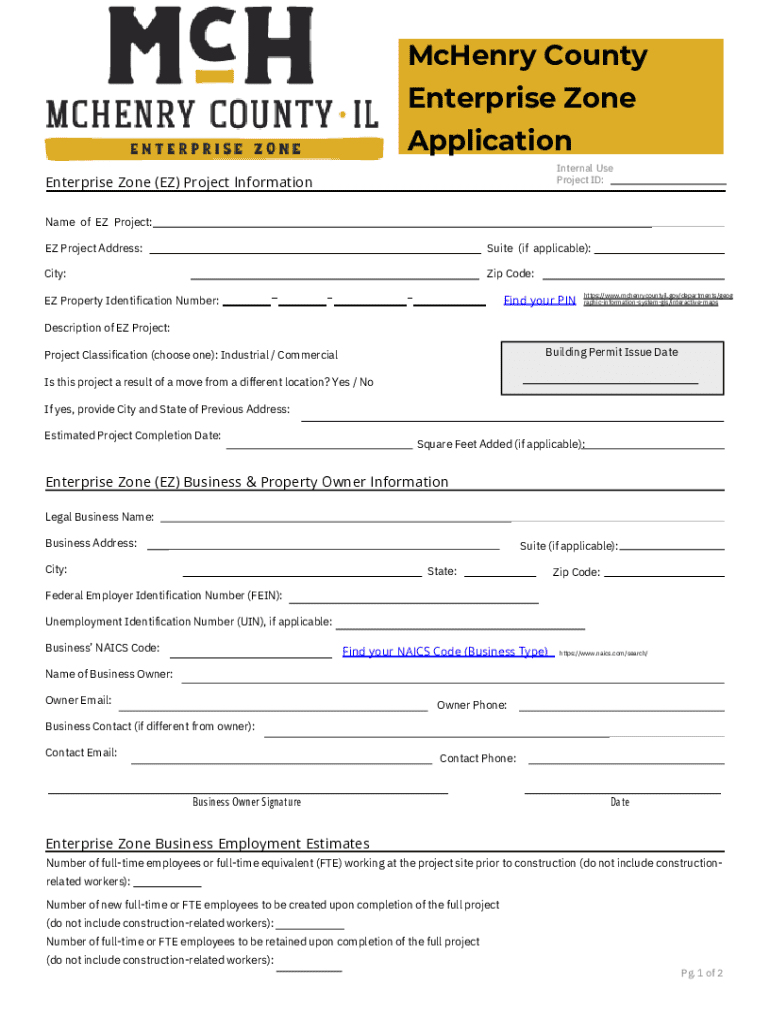 Fillable Online Mchenry County Enterprise Zone Application 2022 Fax ...