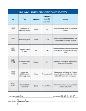 Fillable Online Technology Student Association Work Log 2022-2023 ...
