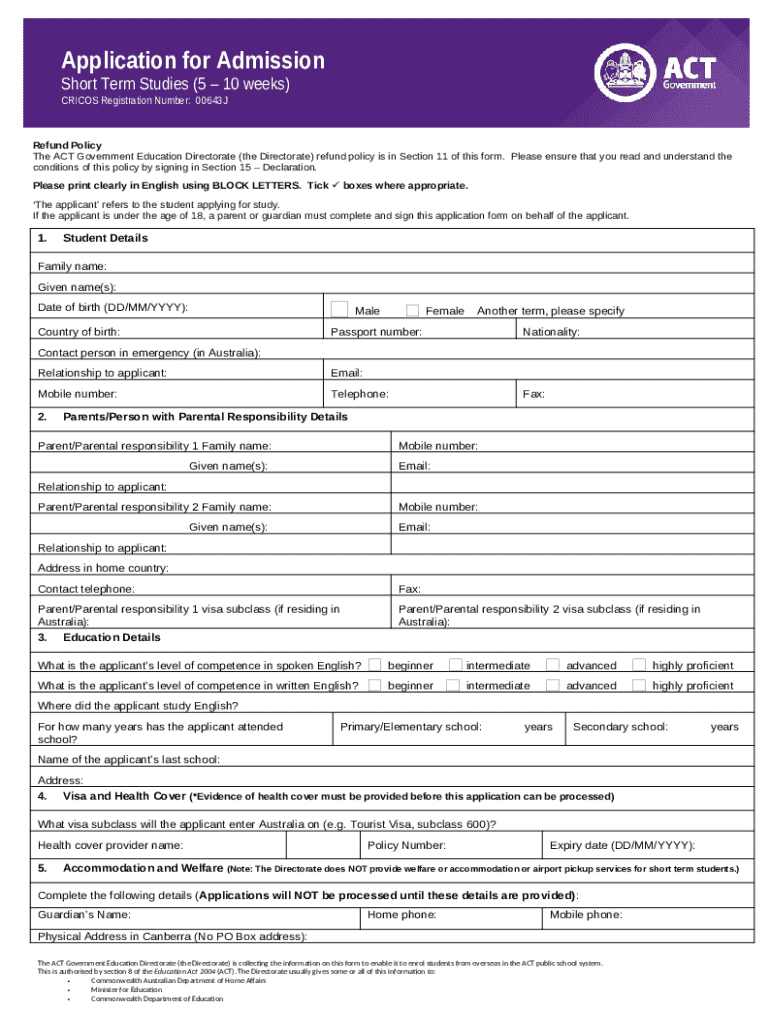 Act Government Education Directorate International Fee-paying Students ...