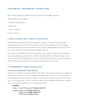 Fillable Online Transmeta Trademark Guidelines 2023: Usage and ...