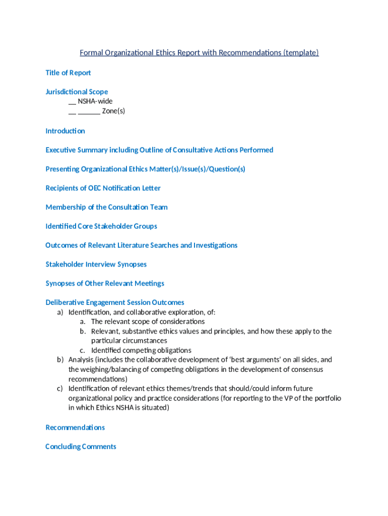 al Organizational Ethics Report With Recommendations Doc Template ...