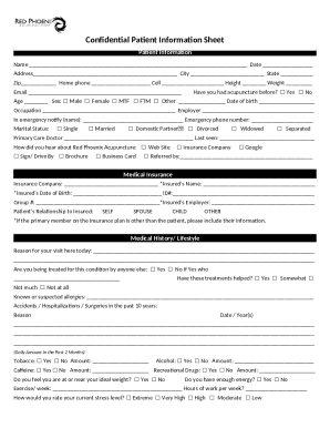 Confidential Patient Ination Sheet Doc Template | pdfFiller