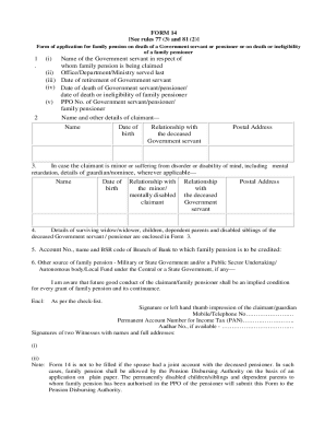 Fillable Online Family Pension Claim Checklist 2023 - Required ...