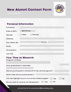 Fillable Online New Alumni Contact Form 2023 - Share Your Information ...