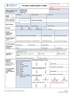 Patient Enrolment Doc Template | pdfFiller