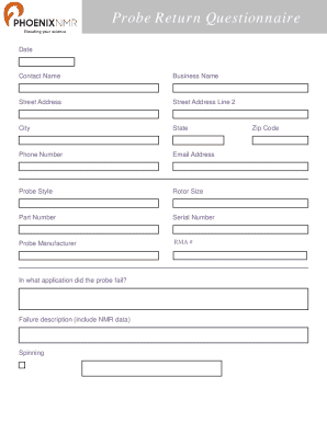 Fillable Online Probe Return Questionnaire 2023 - Phoenixnmr Repair ...