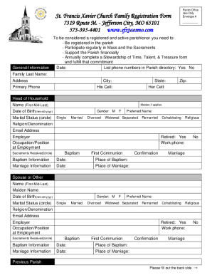 Fillable Online St. Francis Xavier Church Family Registration Form 2023 Fax Email Print - pdfFiller