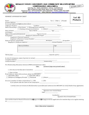 Fillable Online Bsucmpc Membership Information Sheet 2023 Fax Email ...