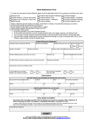 Fillable Online 2023 Claim Submission Form for Health Insurance ...