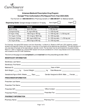 Fillable Online Arkansas Medicaid Synagis® Prior Authorization Request ...