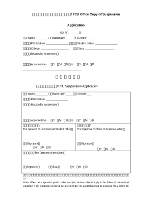 Tcu Suspension Application Doc Template | pdfFiller