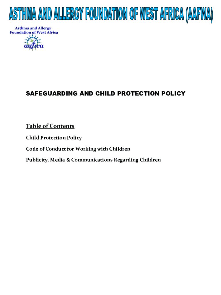 Fillable Online Safeguarding and Child Protection Policy 2021 - Aafwa ...