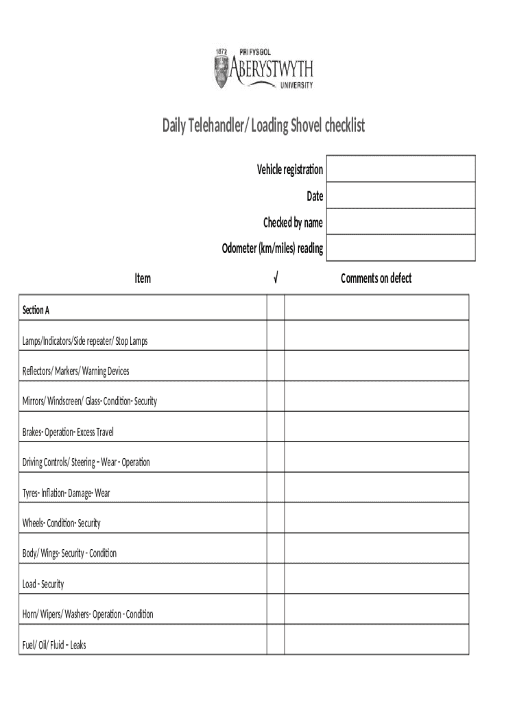 Template generic vehicle checklist. Vehicle inspections Doc Template ...