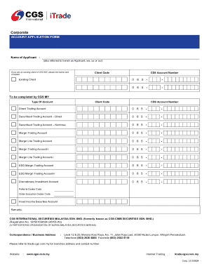 Fillable Online Corporate Account Application Form 2023 | Cgs ...